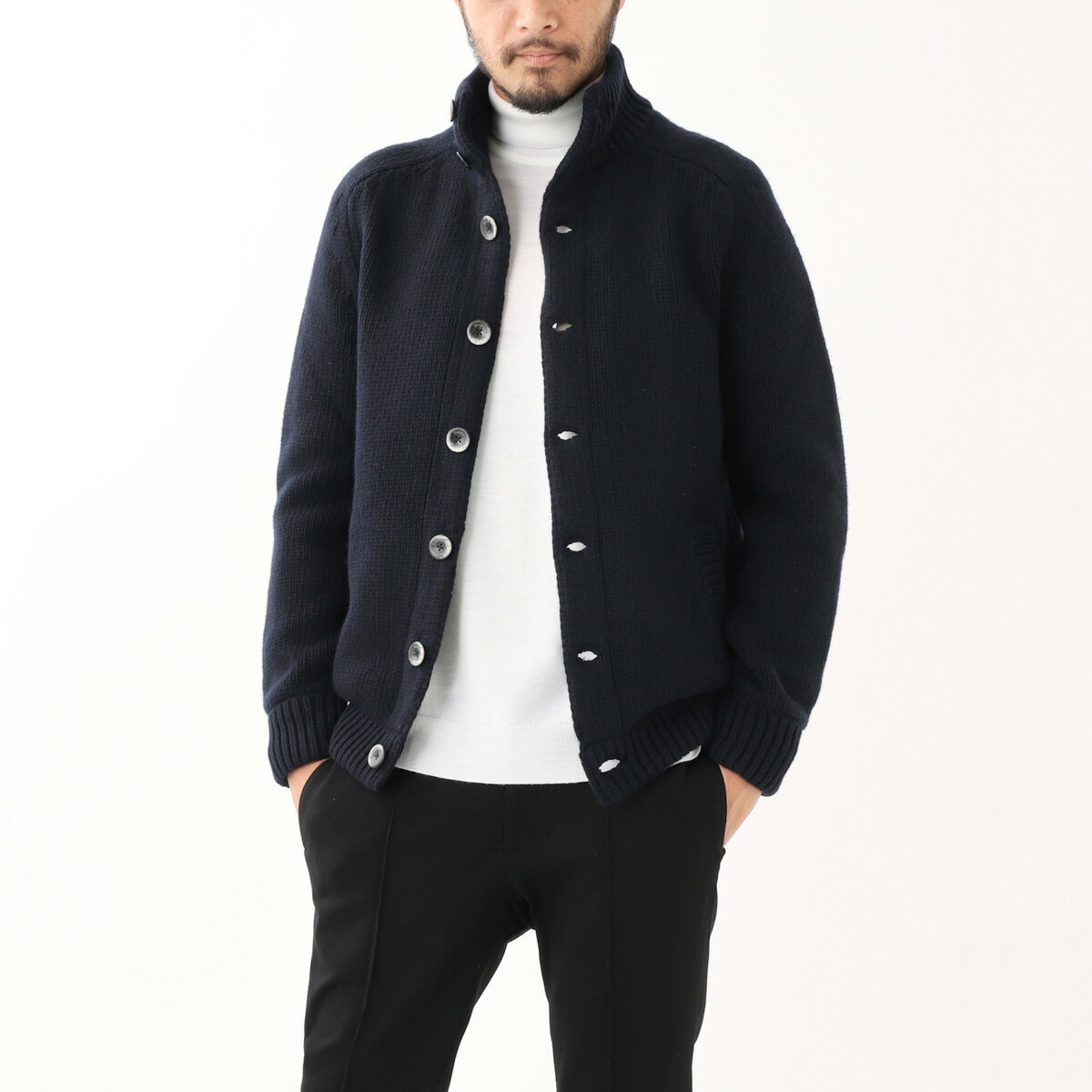 【楽天市場】ヘルノ HERNO カーディガン スタンドカラーニット ブルー メンズ 大きいサイズあり mc00027ur 70047 9200 HERNO RESORT【返品送料無料】：モダン ...