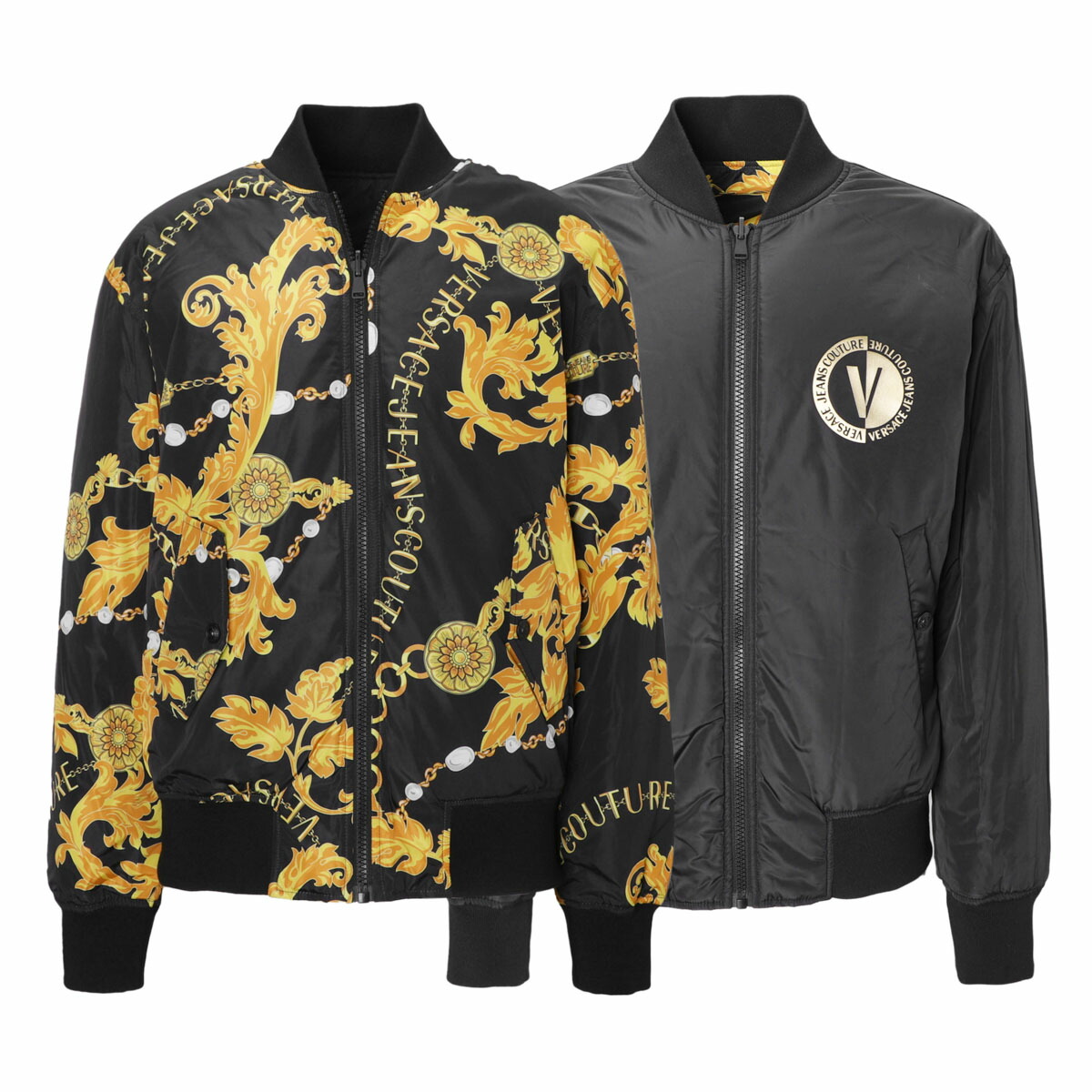 【楽天市場】ヴェルサーチェ VERSACE JEANS COUTURE 中綿入り ブルゾン リバーシブルジャケット ブラック 75gasd04 ...