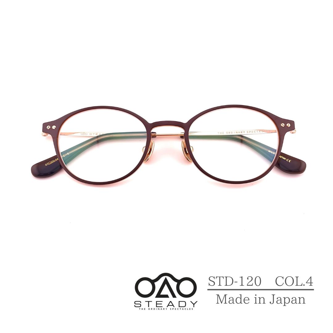 【楽天市場】STEADY ステディ 型番STD-120 C4 ブラウン/ゴールド オーバルシェイプ メガネ メンズ 眼鏡 レディース クラッシック風 チタンフレーム めがね おしゃれメガネ ...