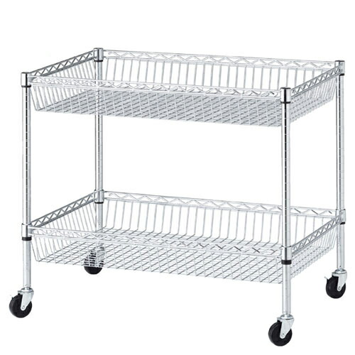 【楽天市場】シェルフワゴンH80cm 2段展開 W90.7×D60.9cm 61-753-54-3 【シリーズ什器 ワイヤーラック・スチールラック ワイヤーラックワゴン シェルフワゴン ...
