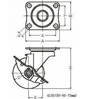 【楽天市場】ハンマーキャスター 413S-R100 ゴム車 ストッパー付き：伝動機 楽天市場店