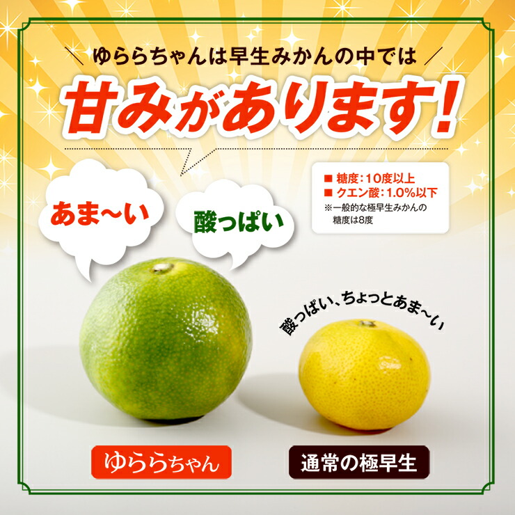【楽天市場】和歌山県産 極早生みかん ゆららちゃん（YN26） 10kg さわやか 甘酸っぱさ 極早生蜜柑 ゆら早生 有田みかん 和歌山産 有田産 極早生ミカン 送料無料 和歌山県 有田市 ...