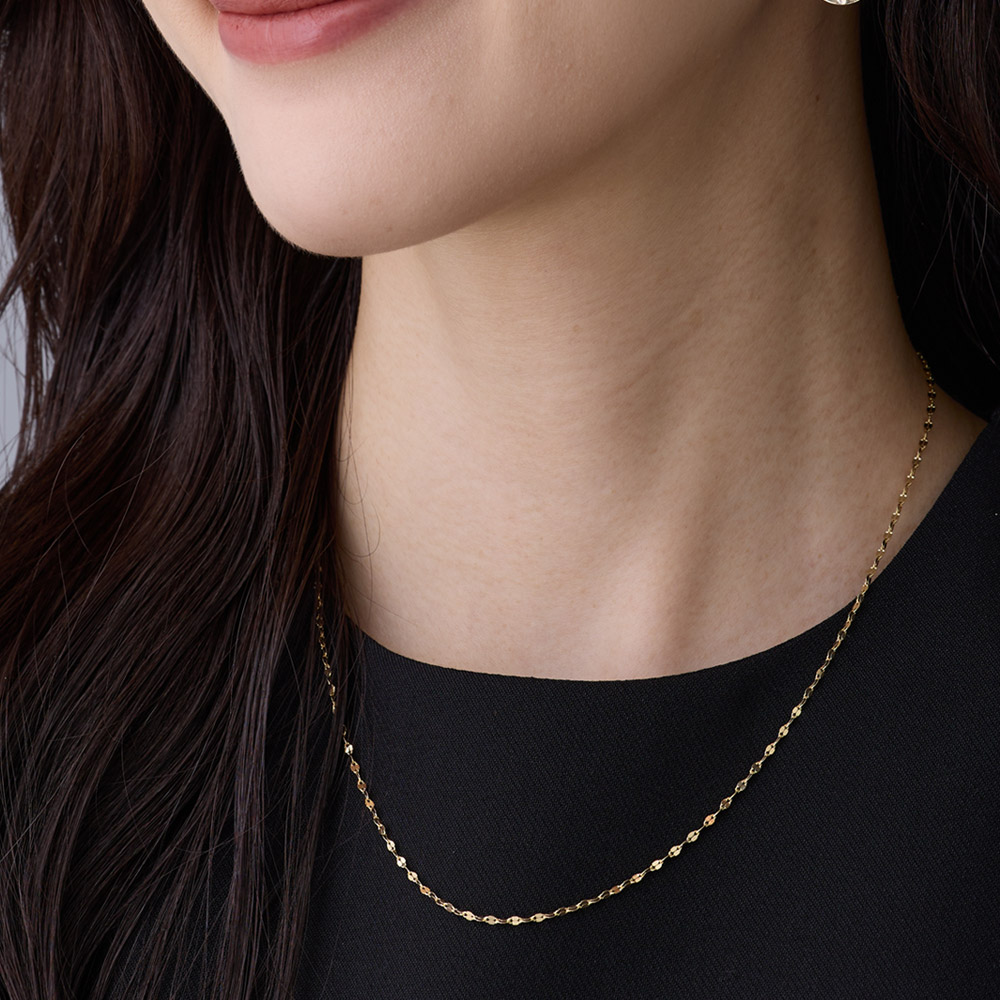 【楽天市場】30%OFFクーポン ネックレス チェーンのみ スキンジュエリー ロング 60cm 45cm 日本製 K18GP エクレア チェーン サイズ ノンアレルギー ニッケルフリー ...