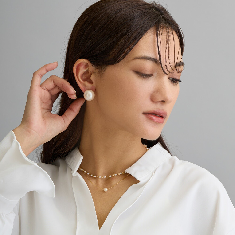 20%OFFクーポン ピアス 日本製 K18GP 特大 コットンパール 艶 パール 18mm キスカ 結婚式 スタッド 大きい ビッグ 大ぶり 大き目 ブランド シンプル ゴールド シルバー ...