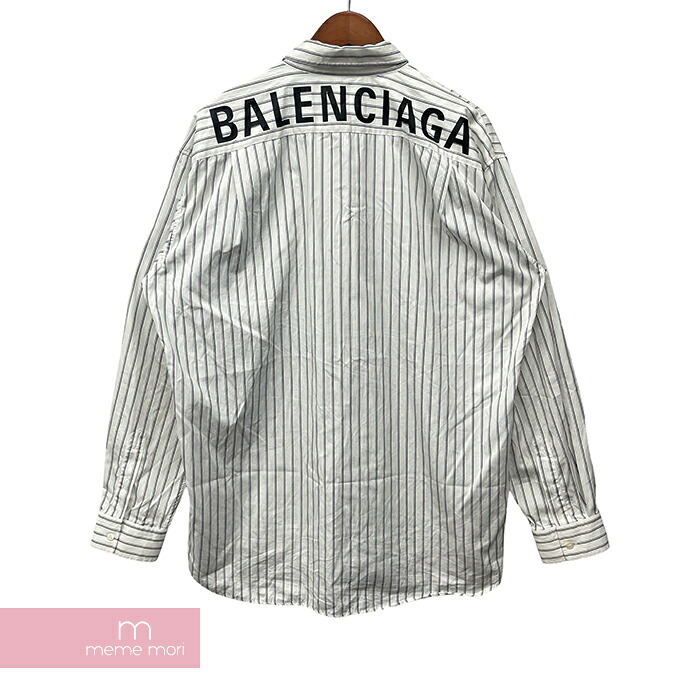 【楽天市場】BALENCIAGA Logo Stripe Shirt 508465 TBM12 バレンシアガ バックロゴボタンダウンストライプ ...