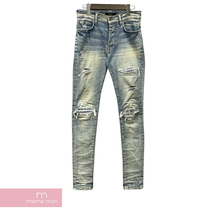 【楽天市場】AMIRI Bandana Patch Ripped jeans アミリ バンダナパッチリップドジーンズ ストレッチスキニーデニム ...