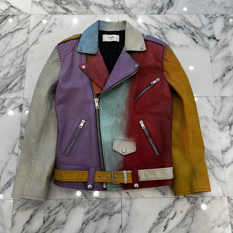 【楽天市場】CELINE 2021AW Rainbow Biker Double Riders Leather Jacket ...