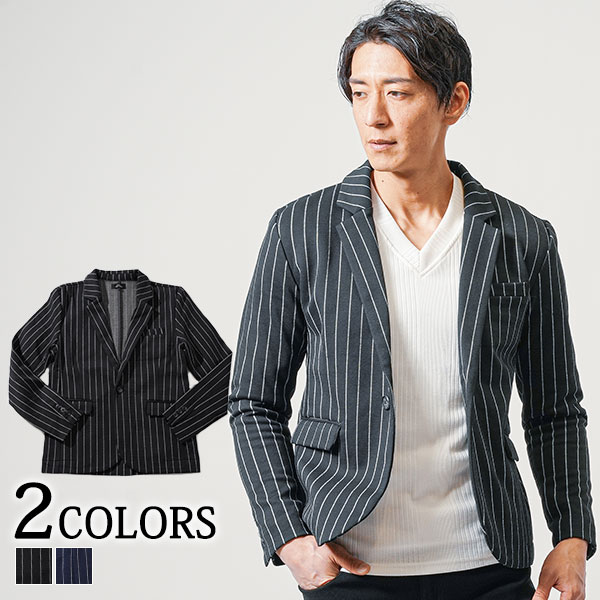 【楽天市場】ストライプジャケット メンズ ジャケット 秋 夏 アウター テーラードジャケット メンズジャケット カジュアル 40代 メンズ ...