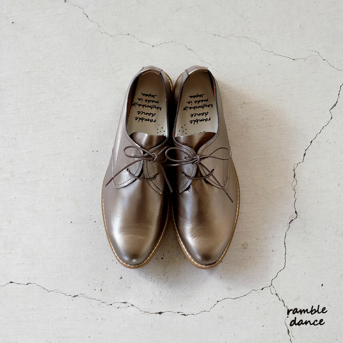 【楽天市場】ramble dance ランブルダンス レースアップシューズ 352-30777 ブロンズカラー レディース 靴 革靴 レザー クッション性 ラバーソール 箔レザー 革 本革 皮 ...
