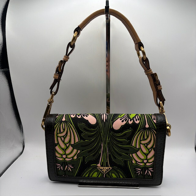 【楽天市場】【中古】プラダ PRADA キャンバス×レザー ワンショルダーバッグ グリーン：Merriscent 楽天市場店