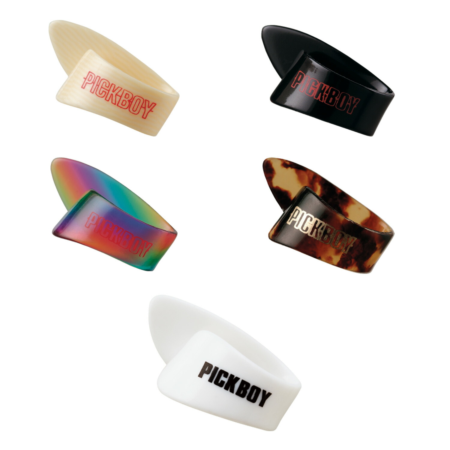 【楽天市場】PICKBOY サムピック（THUMB PICK）5個入りサムピック（1.5mm/ラージ,ミディアム）【ピックボーイギターピック ...