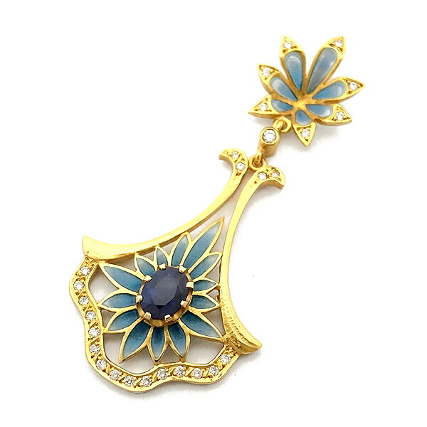 【楽天市場】【緑屋質屋】マリエラ サファイア・ダイヤ ペンダントヘッド 七宝 K18YG【中古】：質 緑屋