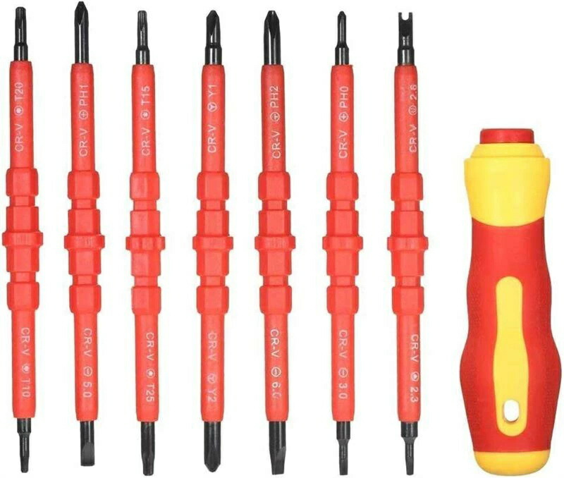 【楽天市場】絶縁ドライバーセット 差し替えタイプ 絶縁工具 7ピース 赤CR-V磁気 絶縁ドライバーセット 1000v 高品質の組み合わせ ...