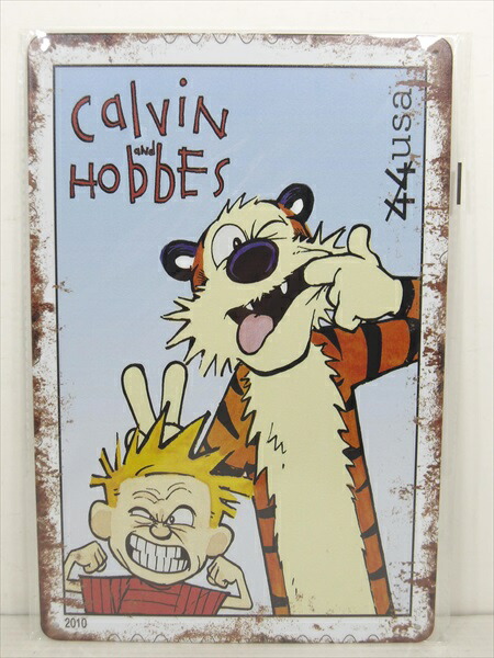 【楽天市場】 【ブリキ看板/tin plate】『 Calvin and Hobbes 44 usa 切手柄 / ブリキプレート 』ティン ...