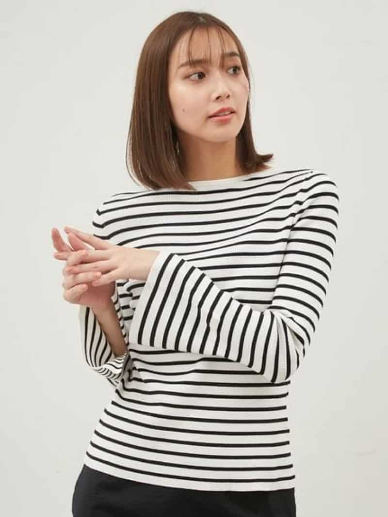 【楽天市場】前後2WAY袖フレアボーダーニットトップス Mila Owen ミラオーウェン トップス ニット イエロー ブラック【送料無料 ...