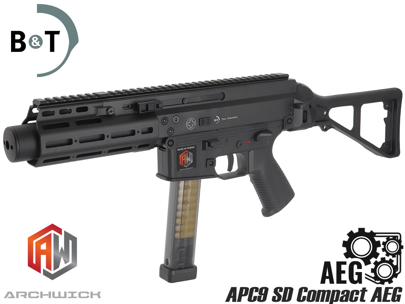 【楽天市場】ARCHWICK B&T Air APC9 SD Compact 電動ガン 本体 サプレッサー標準装備 M-LOKハンドガード搭載 ...