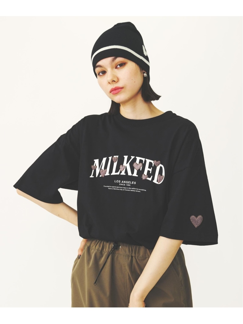【楽天市場】HEART EMBROIDERED LOGO WIDE S/S TEE MILKFED. ミルクフェド トップス カットソー・Tシャツ ブラック イエロー ホワイト【先行予約 ...