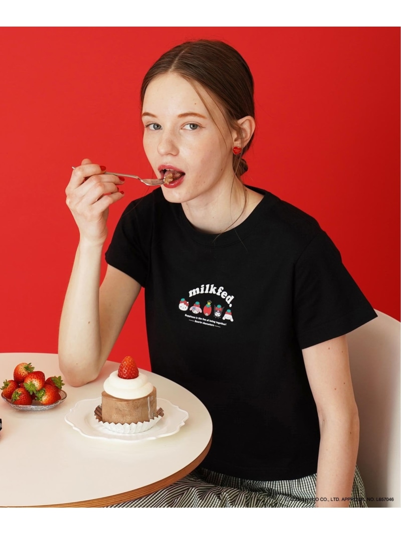 【楽天市場】MILKFED./(W)MF x SANRIO COMPACT SS TEE MILKFED. ミルクフェド トップス カットソー・Tシャツ ホワイト ブラック【先行予約】*【送料 ...