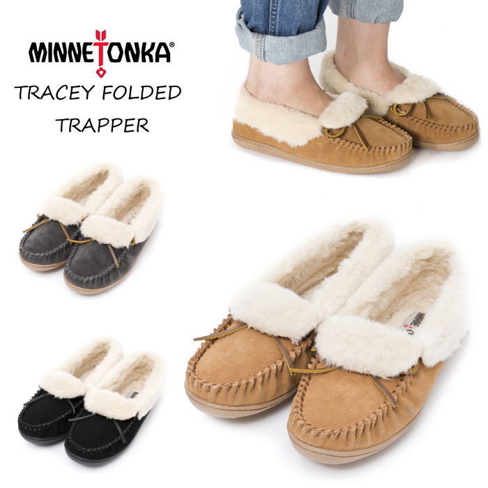 【楽天市場】 正規品 ミネトンカ モカシン ボア MINNETONKA TRACEY FOLDED TRAPPER レディース トレイシー ...