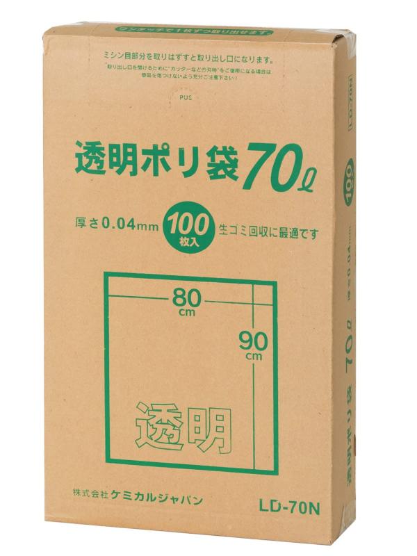 【楽天市場】ケミカルジャパン ゴミ袋 透明ポリ袋 70L BOX 100枚入 LD-70N：MIRAIYUKI