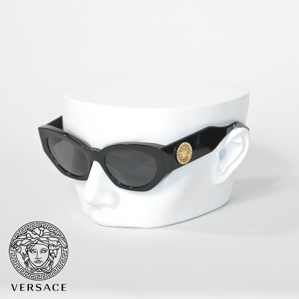 【楽天市場】ヴェルサーチ サングラス メデューサ ゴールド ビジュー レディース ブラック 黒 ユニセックス VE4376B GB187 ...