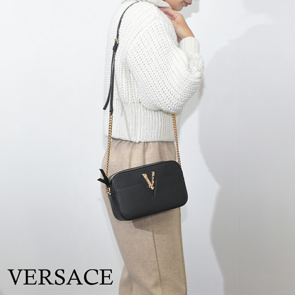 【楽天市場】ヴェルサーチ ショルダー バッグ レディース チェーン 本革 VIRTUS 黒 ブラック VERSACE 1005969：MISH ...