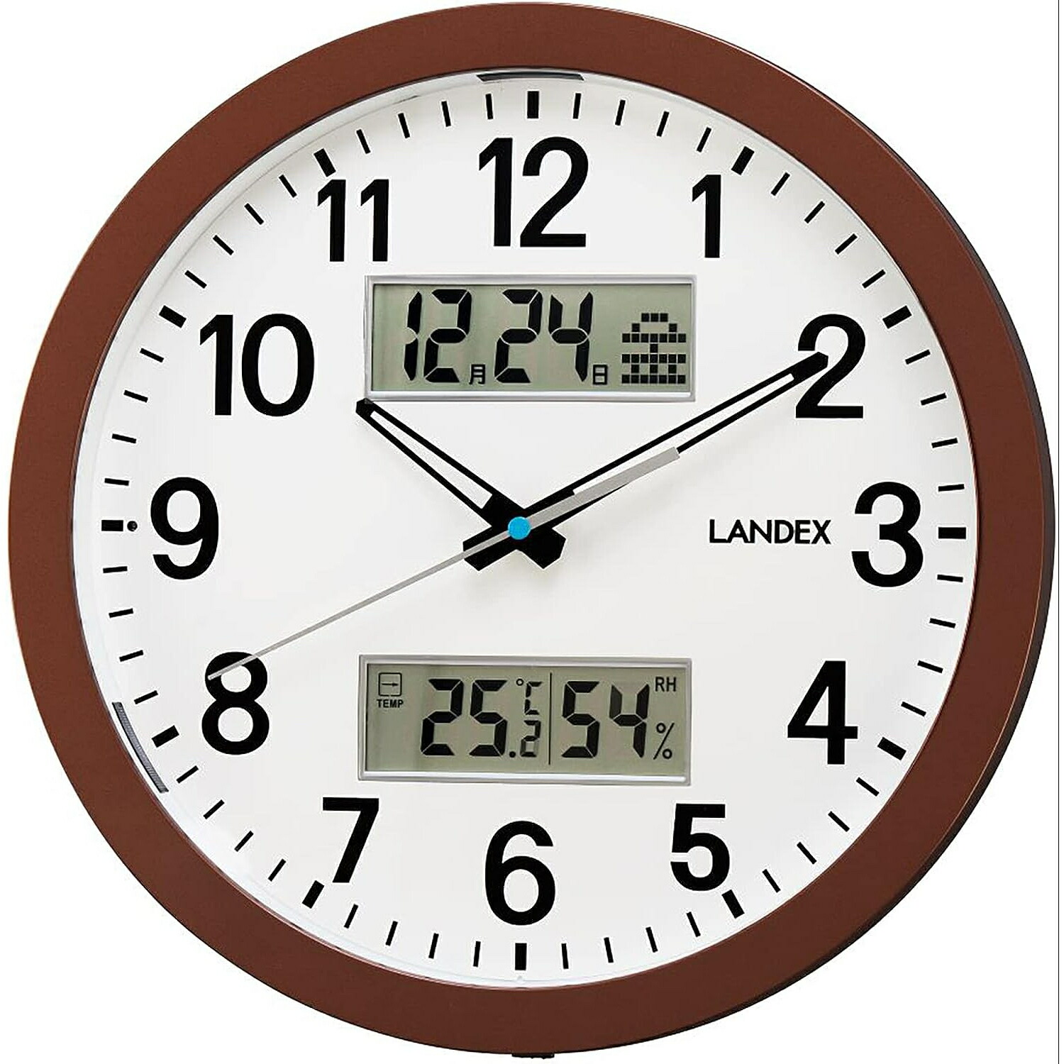 【楽天市場】ランデックス(Landex) 掛け時計 アナログ ディアデイズ ライト付き 自動点灯 静音 連続秒針 温度 湿度 表示 ダーク ...