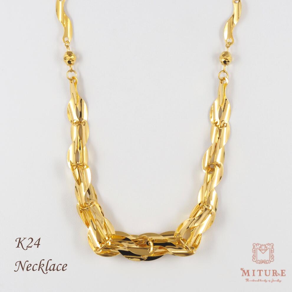 【楽天市場】24金 K24 純金 ネックレス 42cm ボリューム グラデーション ひねり ツイスト デザインネックレス：MITURE 楽天市場店