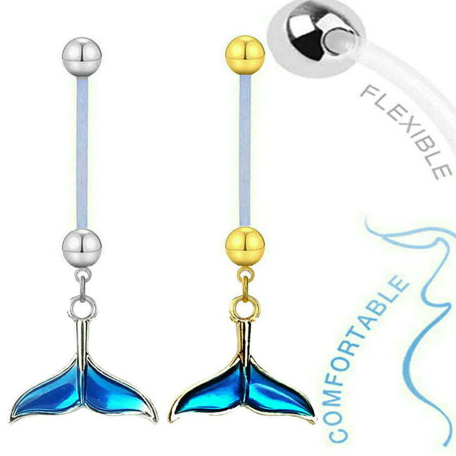 【楽天市場】マタニティ へそピアス ブルードルフィンテール 14ゲージ 14G 臍ピアス ヘソピアス ボディピアス バイオプラスト サージカル ...