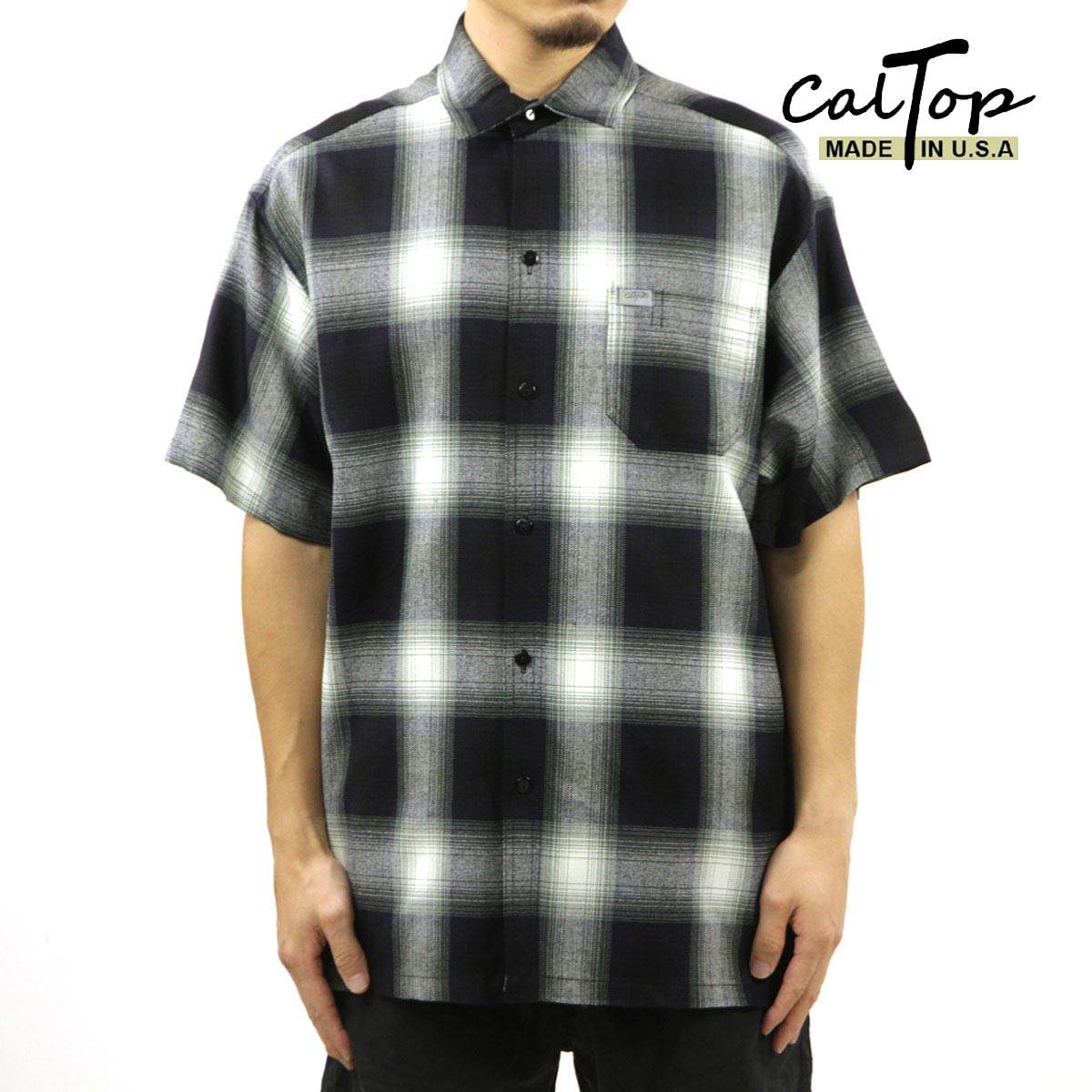 【楽天市場】キャルトップ メンズ 半袖シャツ 正規品 CALTOP CALTOP ACRYLIC OMBRE CHECK SHORT ...