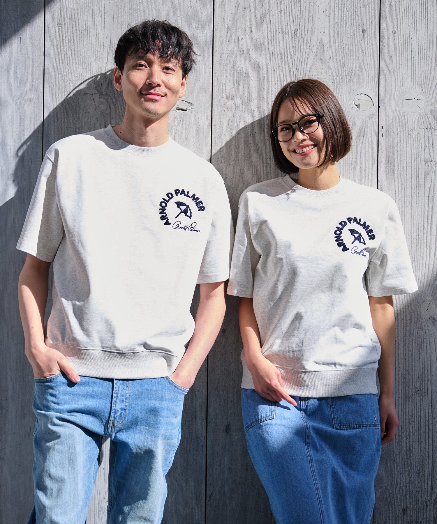 【楽天市場】【公式】 送料無料 アーノルドパーマー ライトスウェット シェア サガラ刺繍Tシャツ 男女兼用 レディース メンズ クリーム 杢 ...