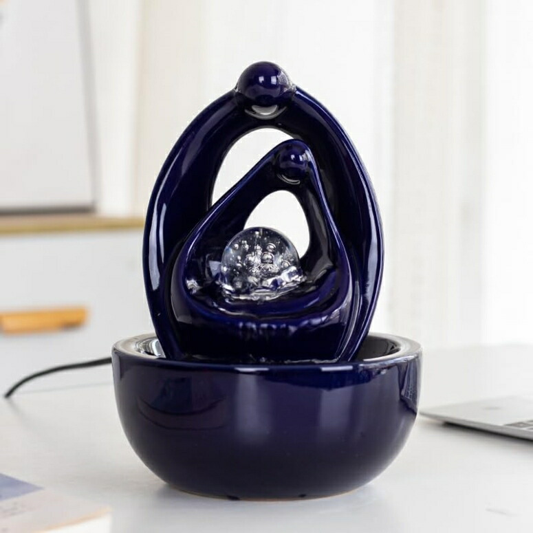 Ceramic - Blue Indoor/Outdoor Desktop Fountain For Home & Office ...
