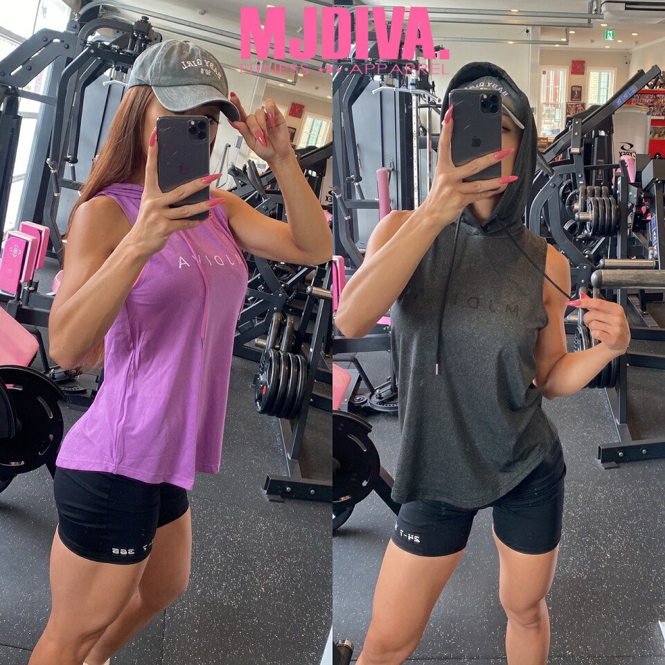 【楽天市場】【送料無料】MJDIVA 大きめフーディーノンスリーブタンク2カラー【即日配送！】筋トレ女子必見！超美尻 BOOTY美尻美脚 ...