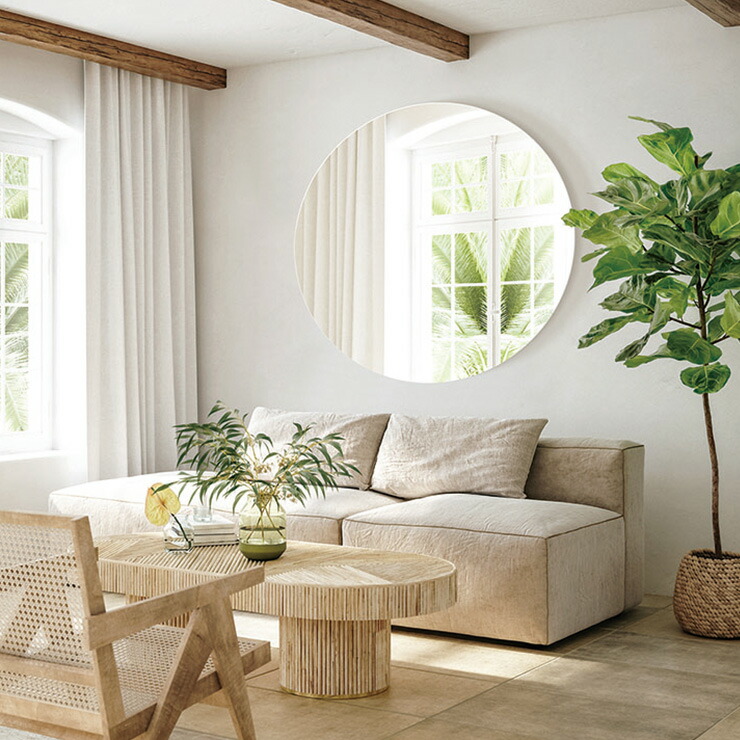 【楽天市場】【5%OFFクーポン配布中】国産 鏡 ウォールミラー プロタゴ1200 丸型 壁掛け 120x120cm 壁掛けミラー 壁掛け鏡 ノンフレームミラー かがみ 姿見 吊り鏡 化粧鏡 ...