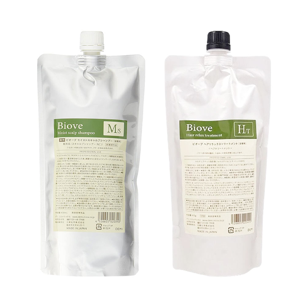 【楽天市場】Biove ビオーブ 薬用 モイストスキャルプ シャンプー 450ml 医薬部外品 ＋ ヘアリラックス トリートメント 450g 詰替え 各1個 セット デミ DEMI【メール便 ...