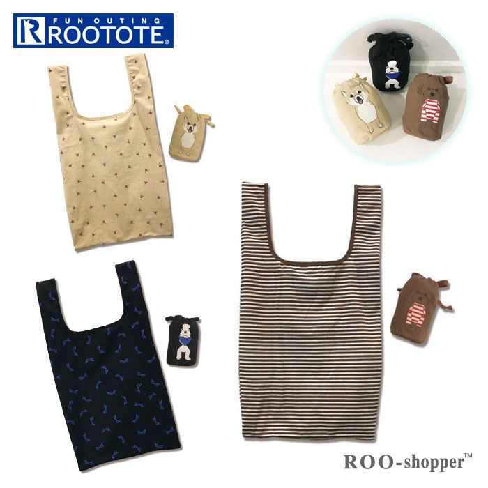 【楽天市場】ルートート エコバッグ 楽天 PortableWanco ルーショッパー ROO-shopper ROOTOTE 3354 ポータブルわんこ ポータブルワンコ 折りたたみ ...