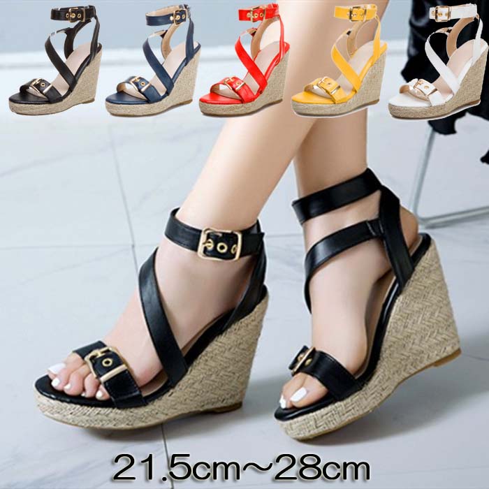 【楽天市場】【お買い物マラソン ポイント2倍 × クーポン配布中】サンダル 厚底 ウェッジソール ベルト ストラップ 厚底サンダル 21.5cm 22cm 22.5cm 23cm 23.5cm ...