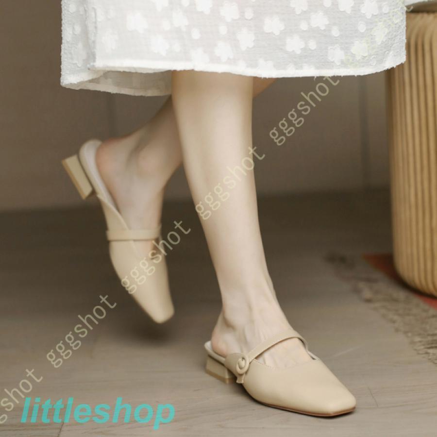 【楽天市場】ミュール パンプス チャンキーヒール スクエアトゥ レディース 脚長 フリルサンダル Vカッティング ミュールサンダル シューズ 靴 かかとなし 走れる キレイめ：モードナチュレ楽天市場店