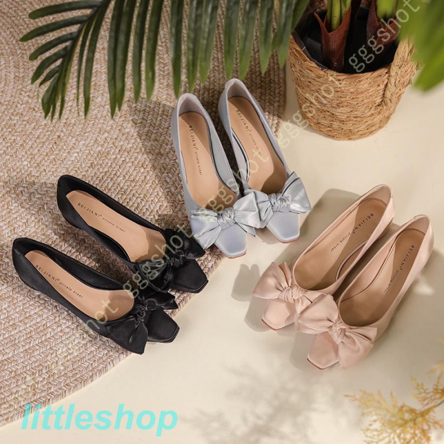 【楽天市場】レディース バレエ パンプス ぺたんこ スクエアトゥ リボン ローヒール フラットシューズ バレエシューズ かわいい 柔らかな穿き心地 レディース 靴：モードナチュレ楽天市場店