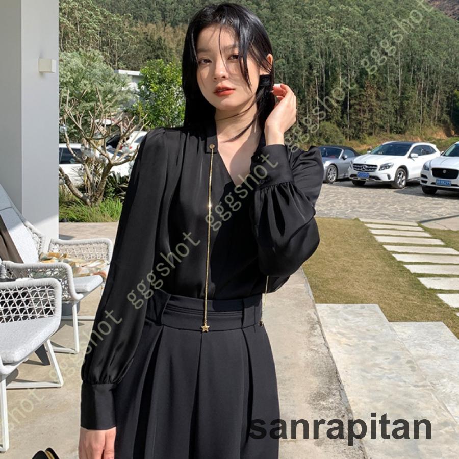 【楽天市場】vネックブラウス 春 オフィス トップス レディース シャツ ブラウス シフォン 長袖 プルオーバー フォーマル カットソー 無地 ビジネススーツ インナー：モードナチュレ楽天市場店