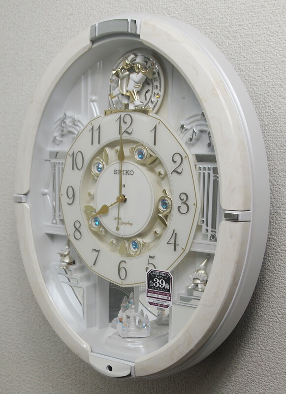 【楽天市場】【動画あり】セイコー アミューズ 電波掛け時計 ウェーブシンフォニー メロディ スワロフスキークリスタル 連続秒針 白 ...