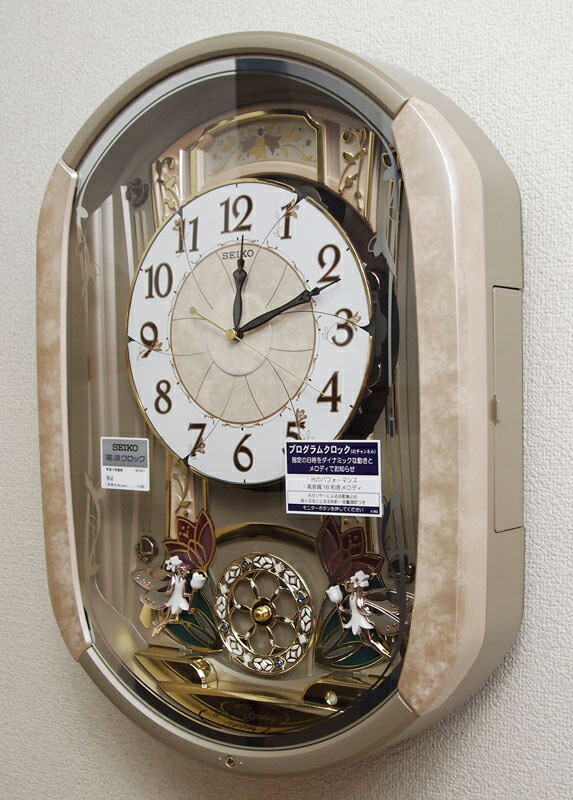 【楽天市場】【動画あり】セイコー プログラム機能付き からくり時計 電波掛け時計 ウェーブシンフォニー メロディ 花の妖精 LED ...