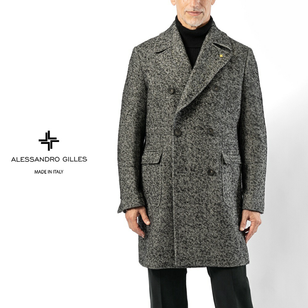 【楽天市場】アレッサンドロジレス ALESSANDRO GILLES CD11 3644 ダブルブレストコート ツイード ヘリンボーン ポロ ...