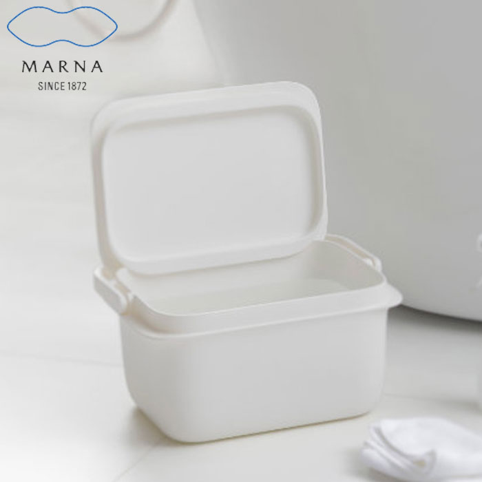 【楽天市場】バケツ おしゃれ ふた付き 収納ボックス ホワイト 角型 コンパクト 5L MARNA マーナ W627W ばけつ マスク付け置き スクエア 桶 おけ 四角 漬け置き洗い 洗濯 ...