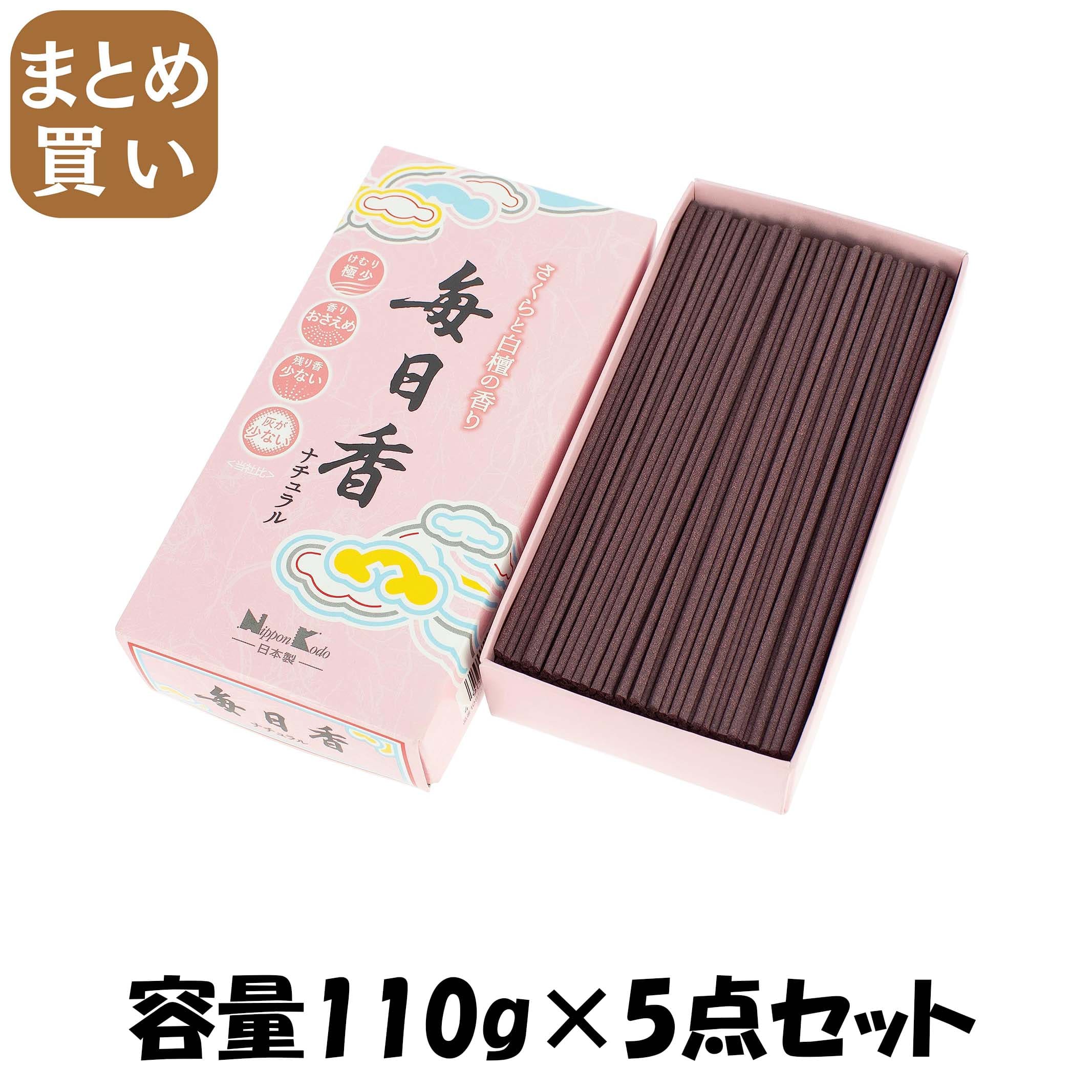 【楽天市場】【まとめ買い】毎日香ナチュラル さくら バラ詰 容量110G×5点セット 日本香堂 お線香：MONOW 公式ショップ