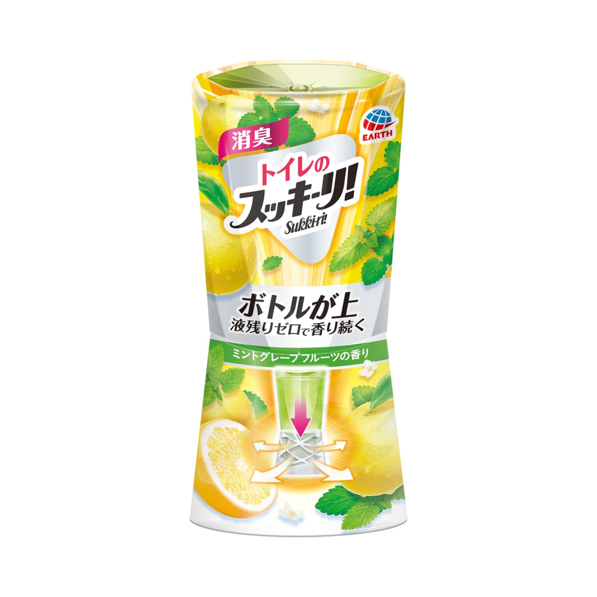 【楽天市場】トイレのスッキーリ！ミントグレープフルーツの香り 容量400ML アース製薬 芳香剤・トイレ用：MONOW 公式ショップ