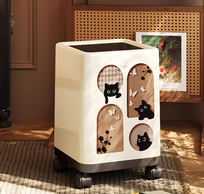 【楽天市場】ゴミ箱 かわいい 13L フタ付き 車輪付き 移動可能 猫 北欧 ゴミ箱 大容量 角型 円形 洗面所/ベッドルーム/キッチン/リビング/オフィス用：Monuso