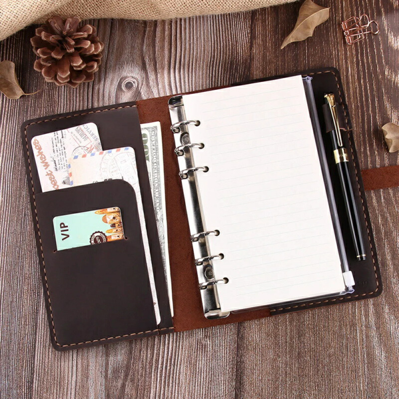 【楽天市場】システム手帳 本革 ノートA6 サイズ カバー レザー 手縫い 手作り オリジナル 3色 ノート メモ帳 カード収納 ビジネスオフィス用品 卒業記念品 退職 就職 昇進お祝い ...