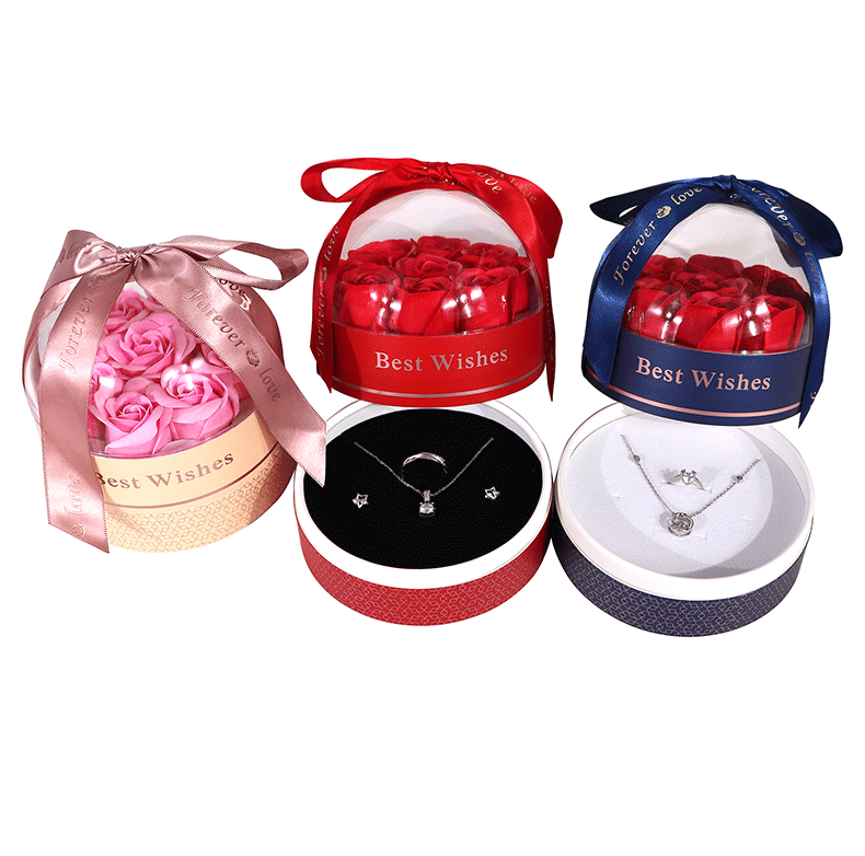 【楽天市場】ソープフラワー 造花 バラ型 バレンタインデー ギフト 首飾り ボックス リング＆ネックレス小物入れ 枯れないお花 永遠の愛 誕生祝 母の日 記念日 結婚記念日 彼女 プレゼント ...