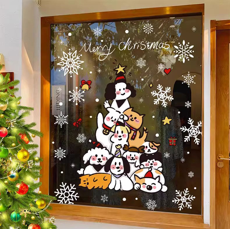 【楽天市場】クリスマス 静電ステッカー クリスマスステッカー ウォールステッカー クリスマス 壁紙シール かわいい子犬 ステッカー 雰囲気満点 クリスマス飾り 新年の装飾：Monuso